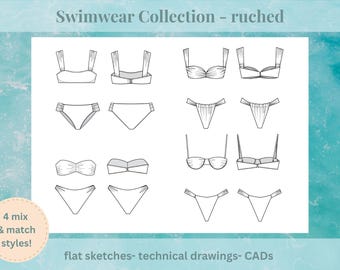 Triangle Bundle- Swimwear Illustration Bikini Fashion Flat Fashion ...