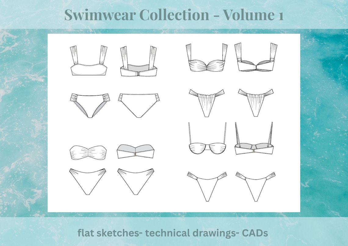 Swimwear Flats Drawings Fashion Design Flat Sketches Technical ...