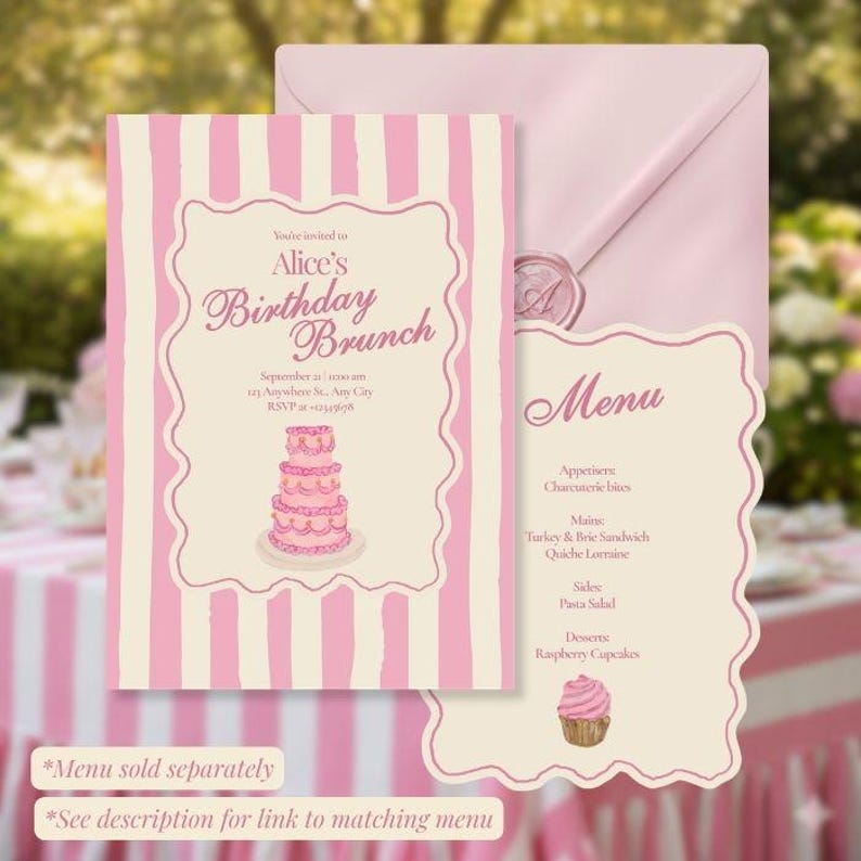 Birthday Brunch Invitation Template, Editable Girls Brunch Invite ...