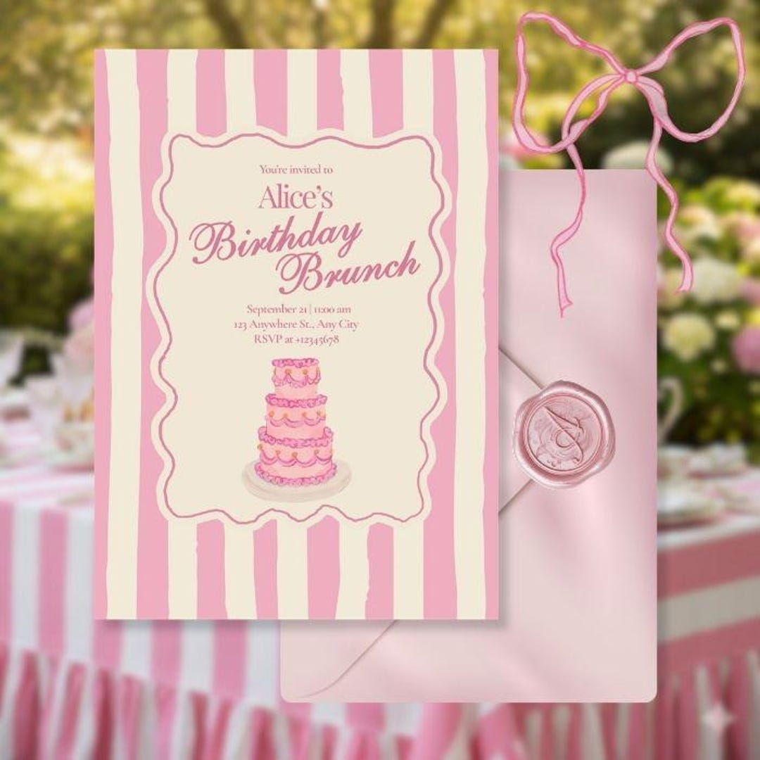 Birthday Brunch Invitation Template, Editable Girls Brunch Invite ...