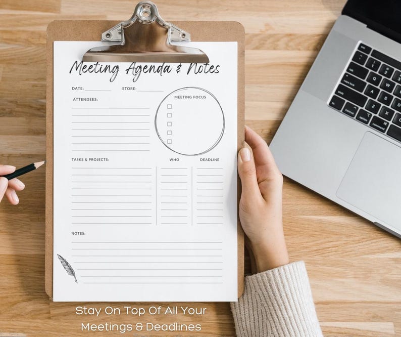 Meeting Agenda & Notes Template - Etsy