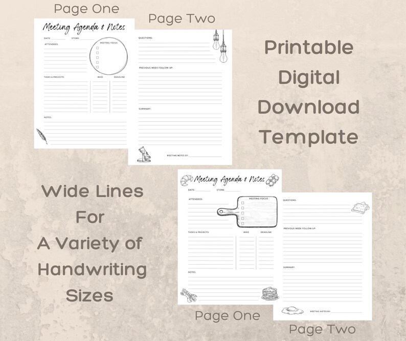 Meeting Agenda & Notes Template - Etsy