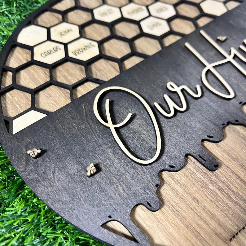 Personalized 3D Hive Sign: Our Hive Gift, Grandma Bee Hive Sign ...
