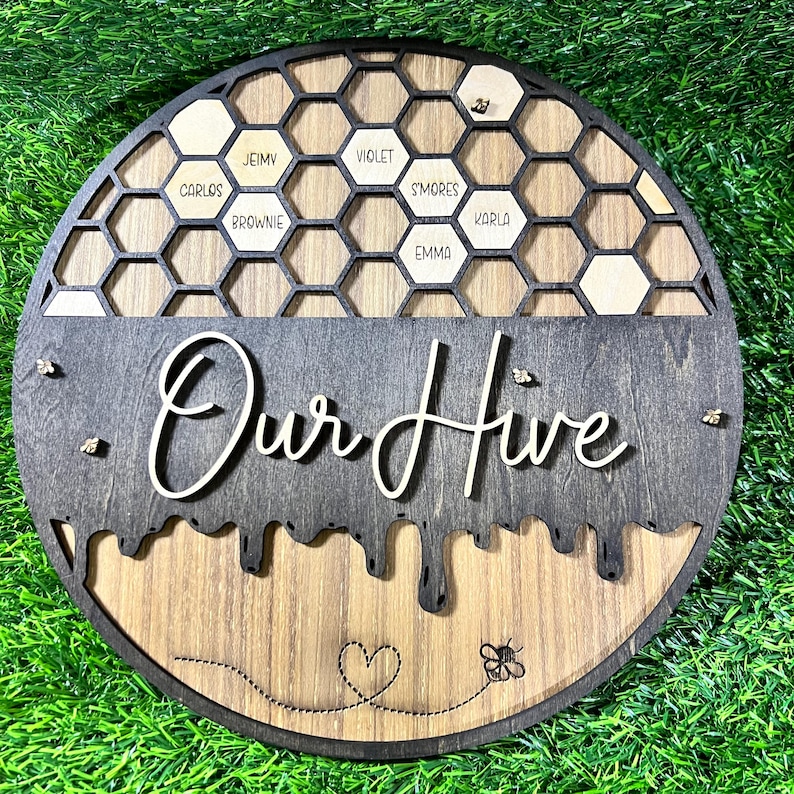 Personalized 3D Hive Sign: Our Hive Gift, Grandma Bee Hive Sign ...