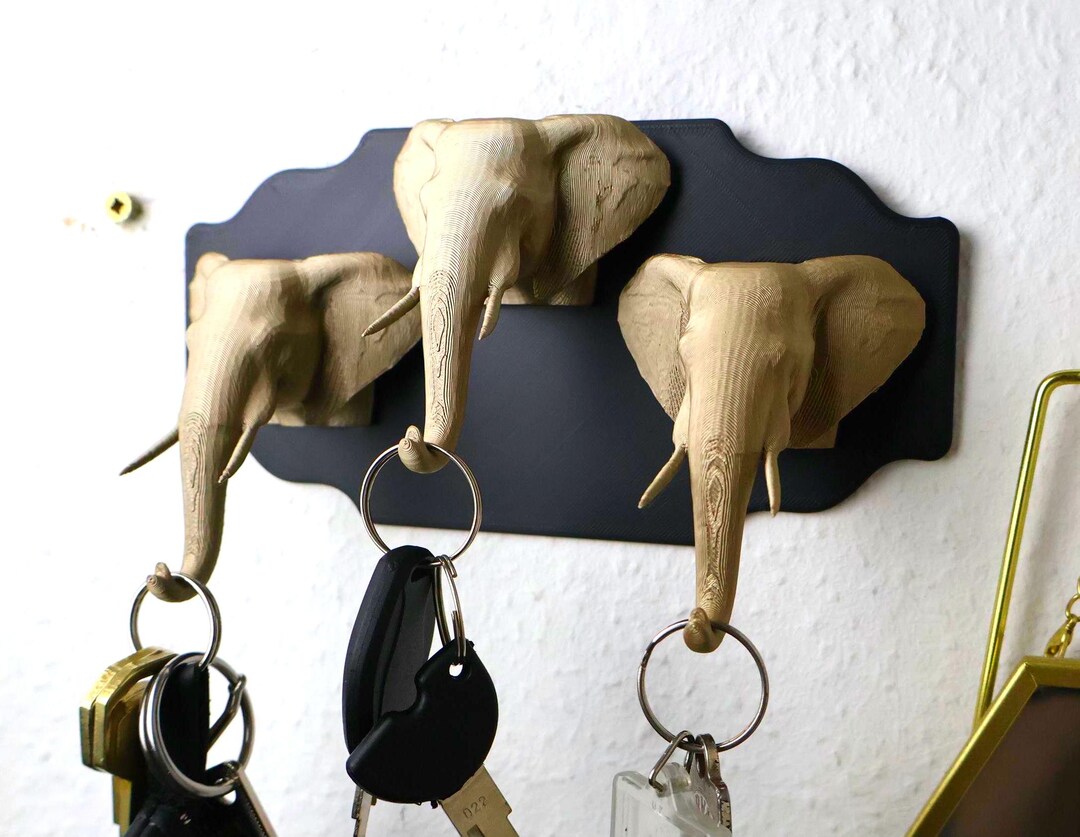 3d-printed Elephant Key Rack – Stylish Wall Mount for Keys & Decoration ...