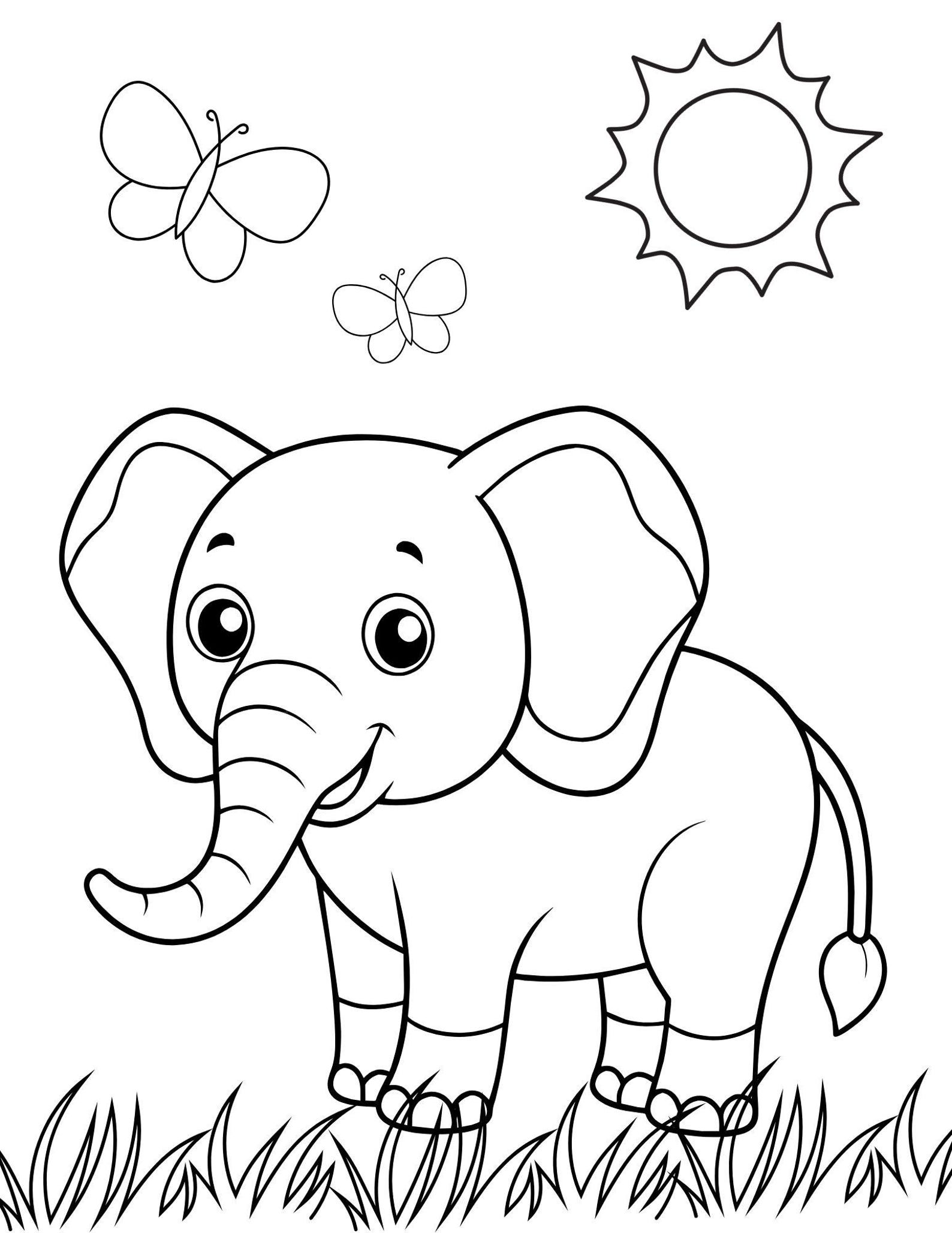 Elephant, Giraffe, and Turtle Coloring Pages. - Etsy