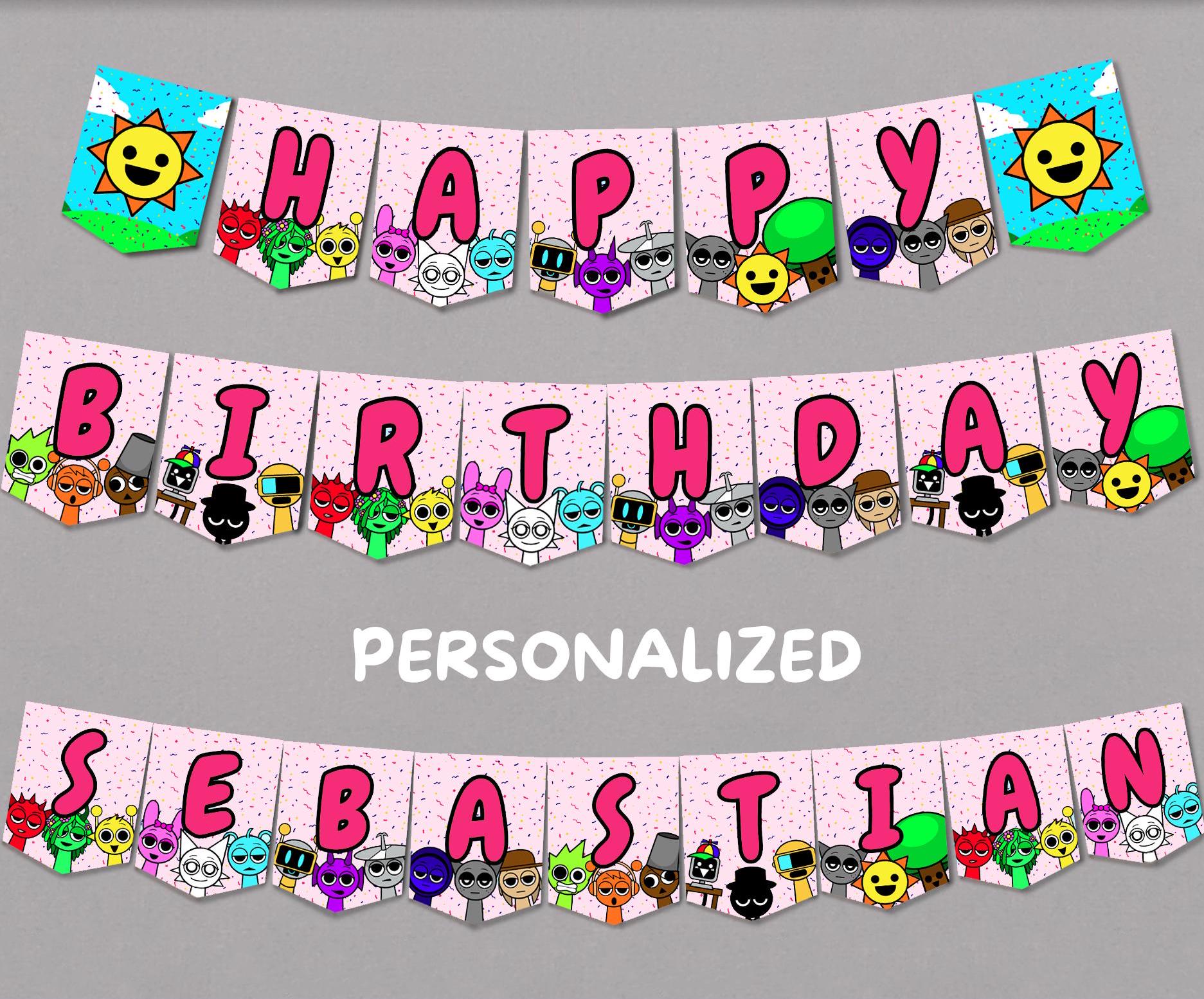 Sprunki Birthday Banner Pennant | Sprunki Birthday Party Decor ...