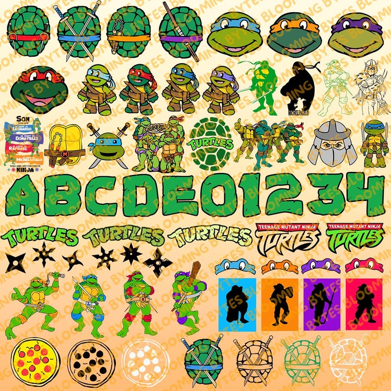 Ninja Turtle Clipart SVG PNG Bundle, Ninja Turtle Layered SVG, Turtles ...