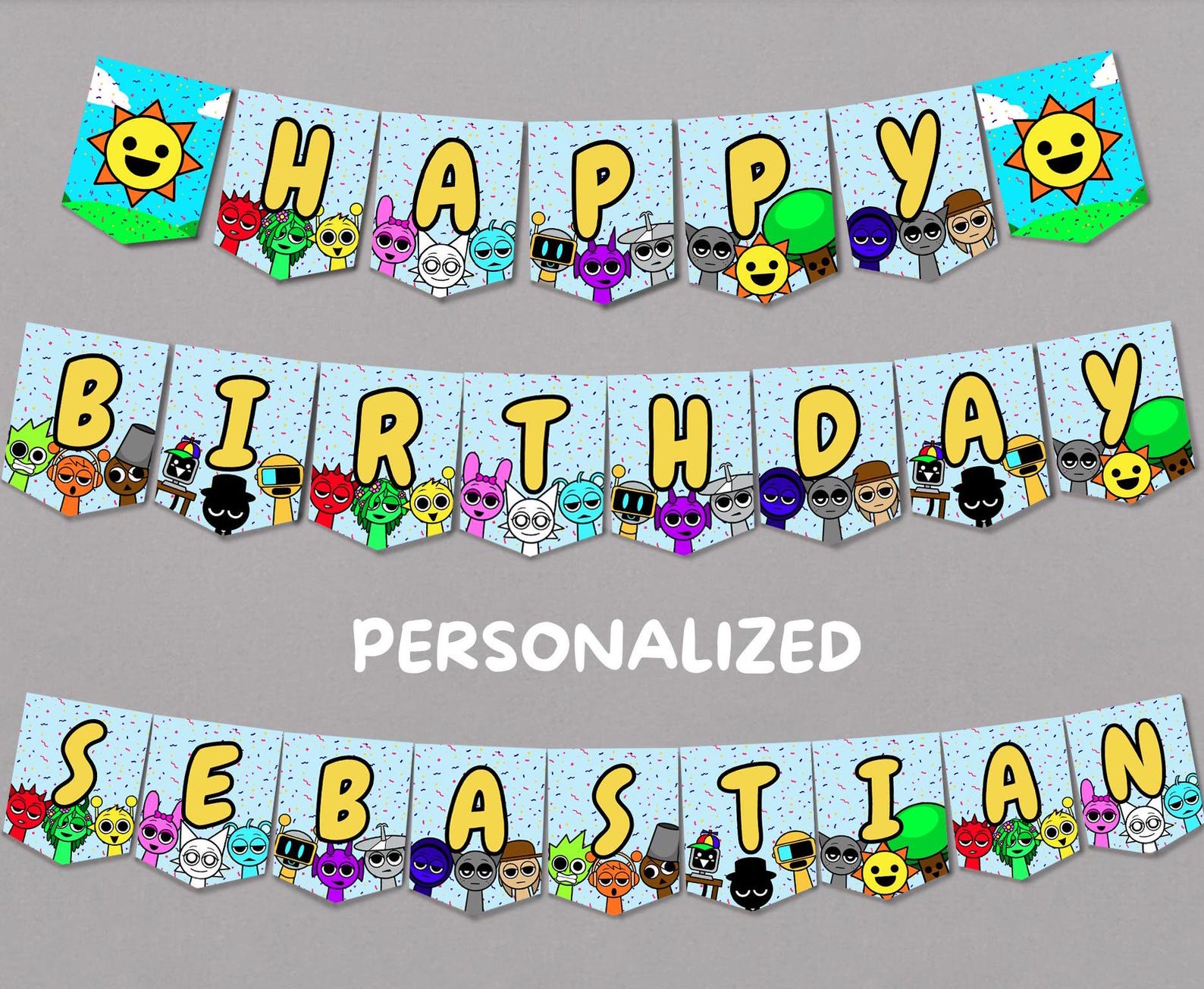 Sprunki Birthday Banner Pennant | Sprunki Birthday Party Decor ...