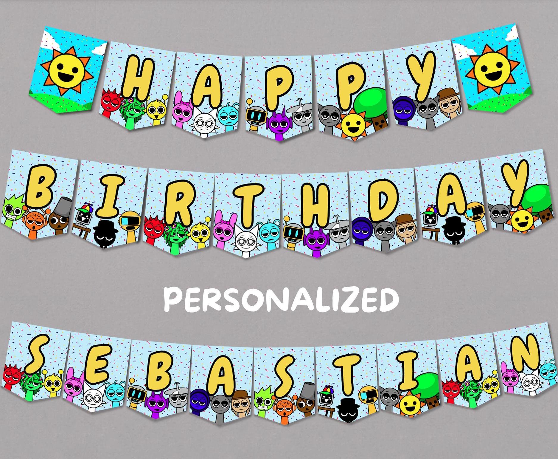 Sprunki Birthday Banner Pennant | Sprunki Birthday Party Decor ...