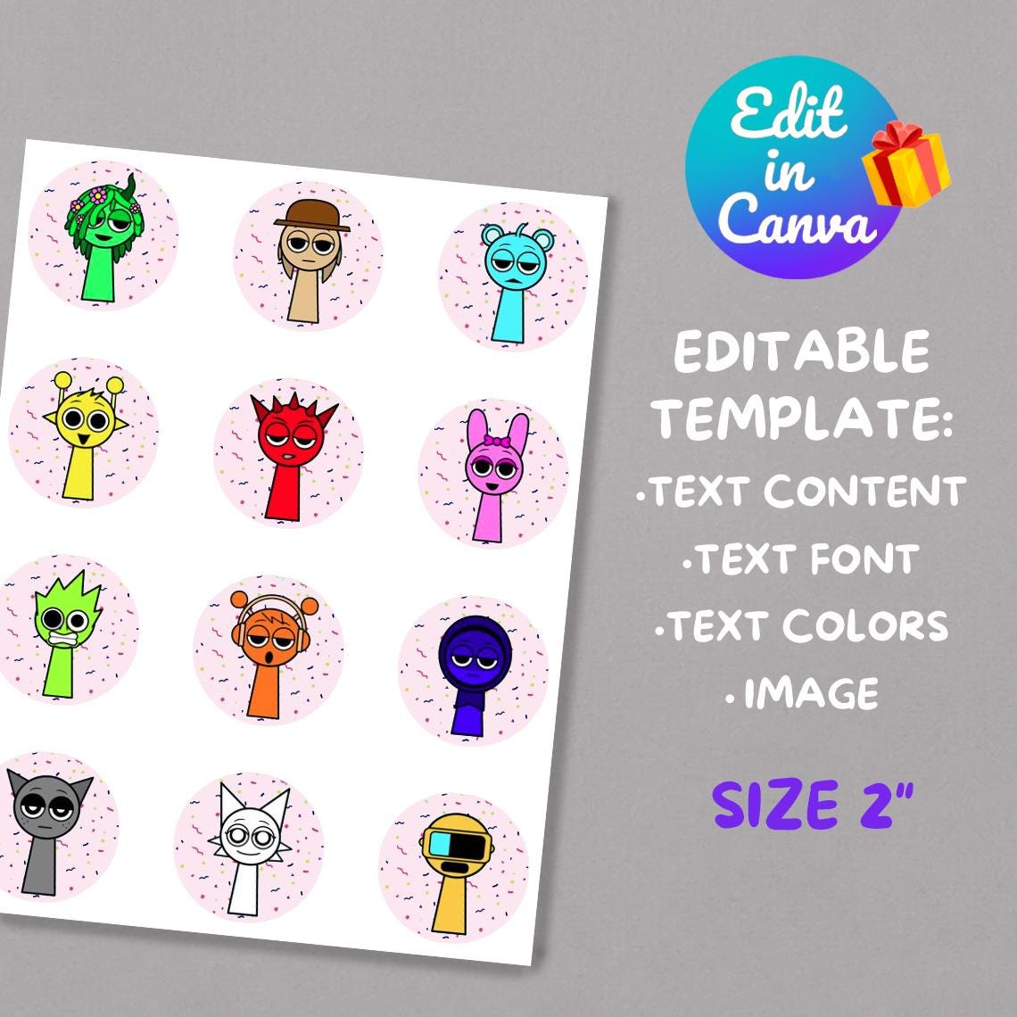 Printable Sprunki Cupcake Toppers Template, Incredibox Sprunki Birthday ...