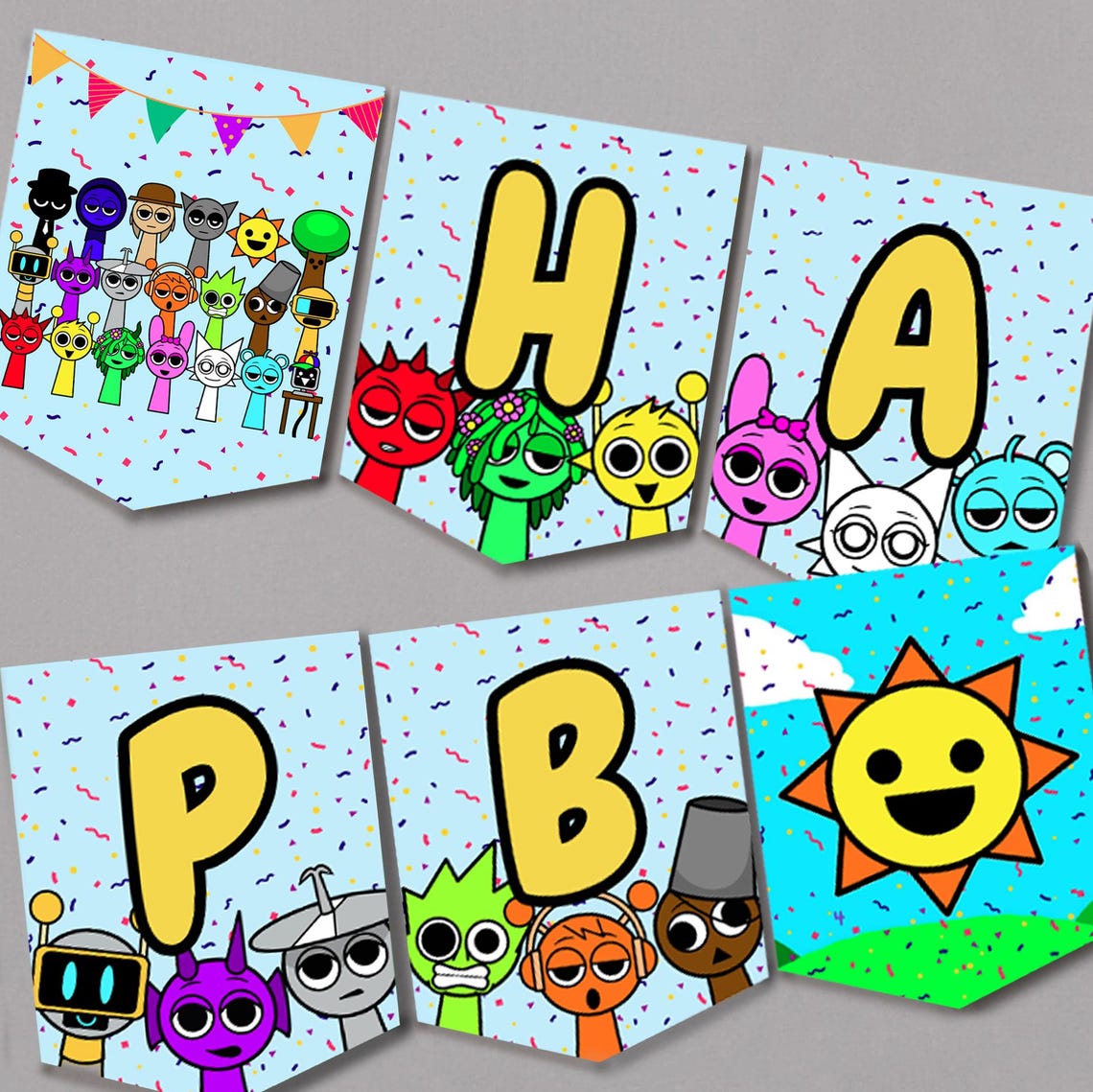 Sprunki Birthday Banner Pennant | Sprunki Birthday Party Decor ...