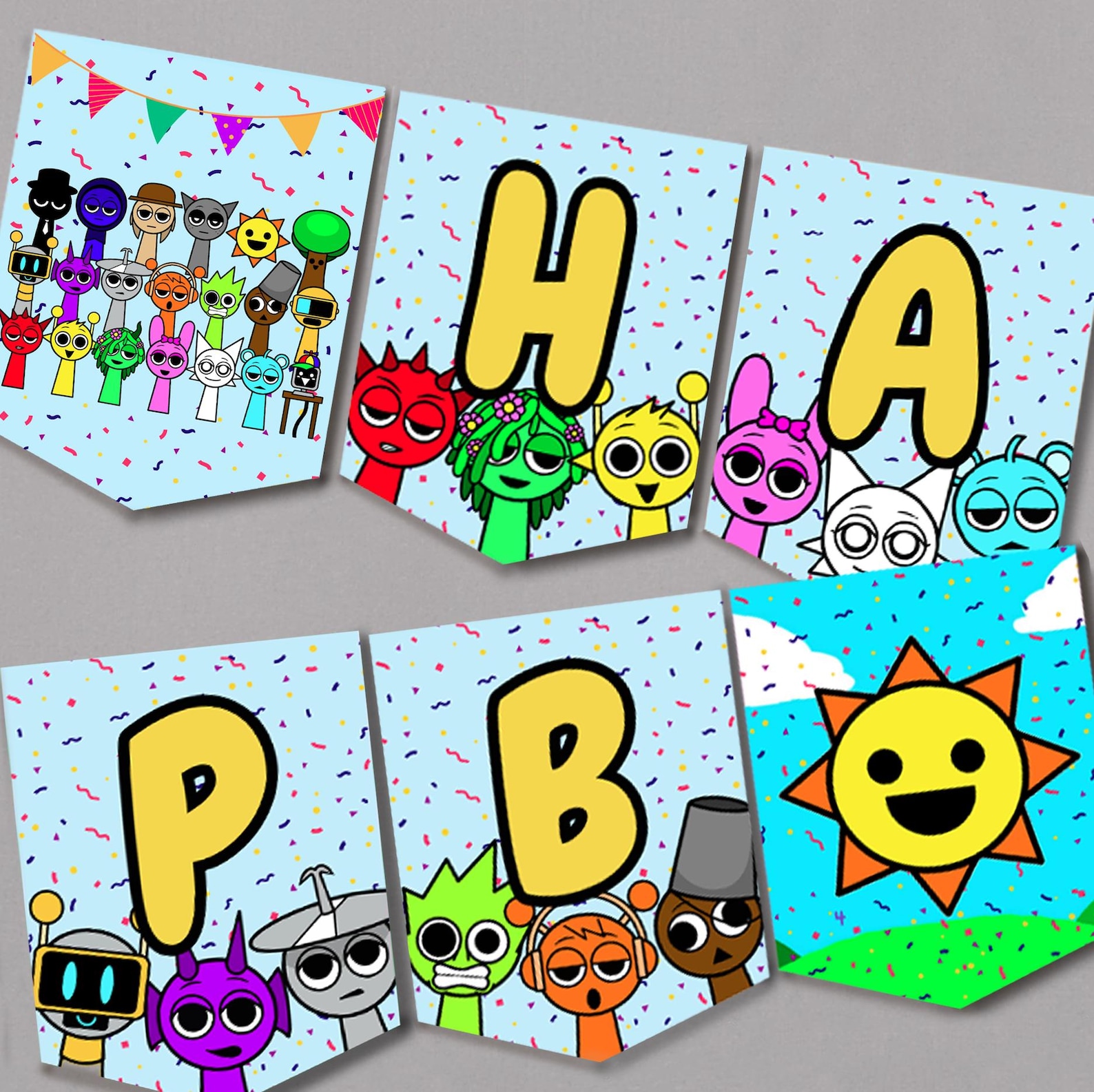 Sprunki Birthday Banner Pennant | Sprunki Birthday Party Decor ...