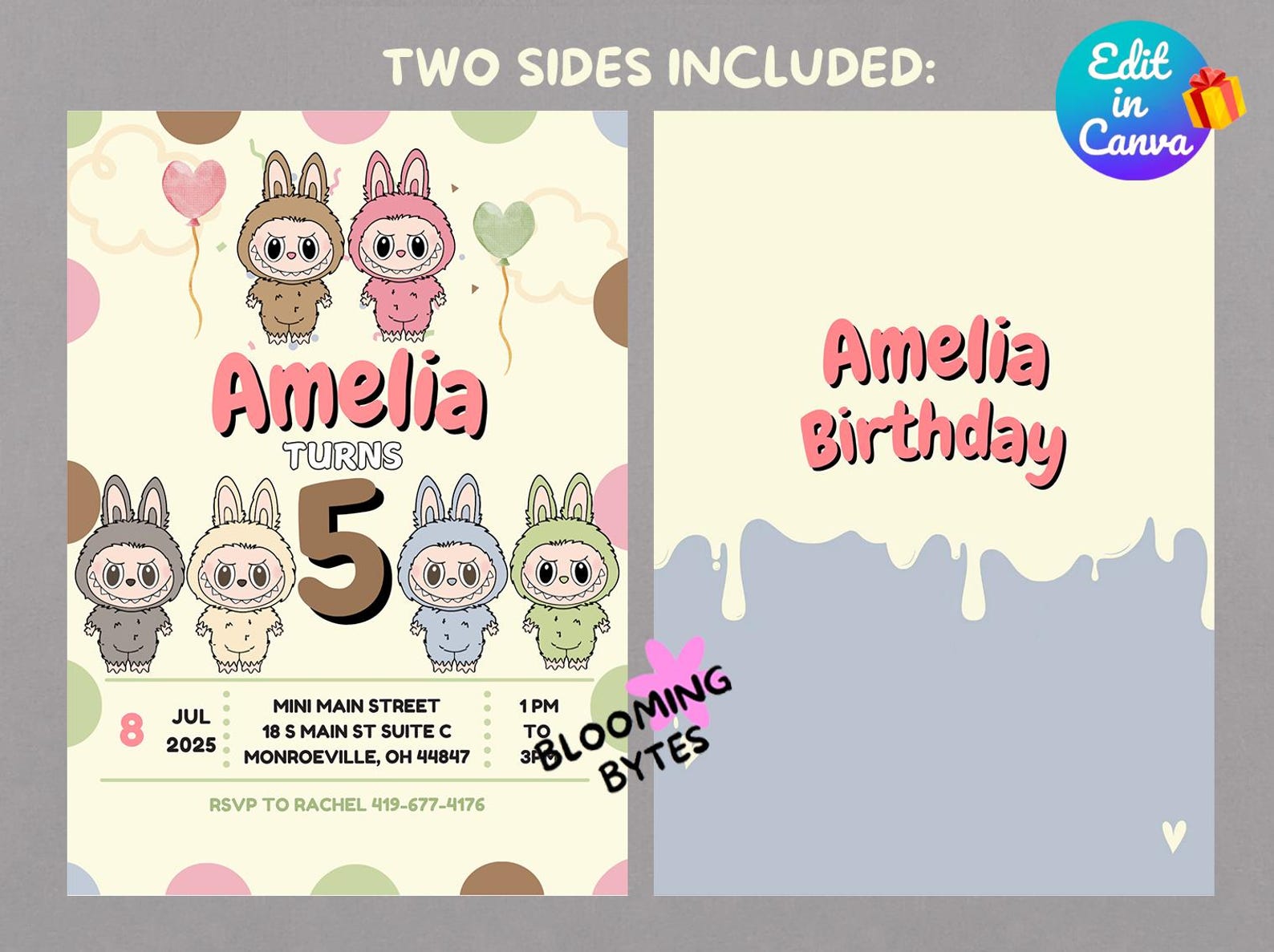 Labubu Birthday Invitation, Labubu Editable Invite Template, Labubu ...