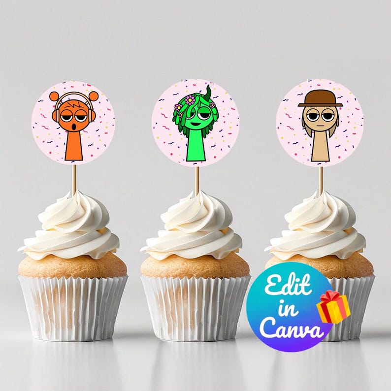 Printable Sprunki Cupcake Toppers Template, Incredibox Sprunki Birthday ...