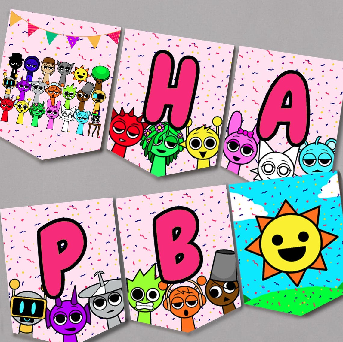 Sprunki Birthday Banner Pennant | Sprunki Birthday Party Decor ...