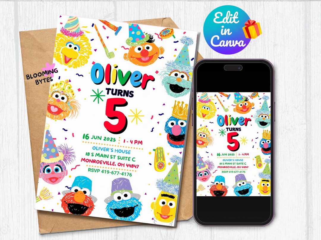 Street Monsters Birthday Invitation, Kids Party, Printable Invitation ...