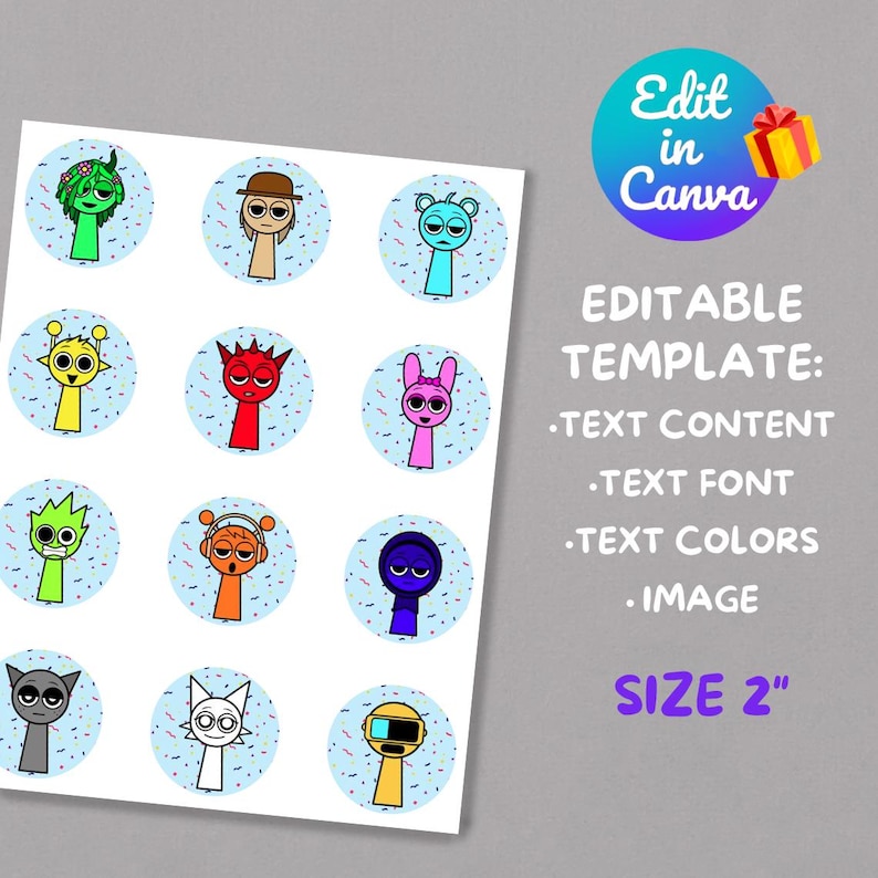 Printable Sprunki Cupcake Toppers Template, Incredibox Sprunki Birthday ...