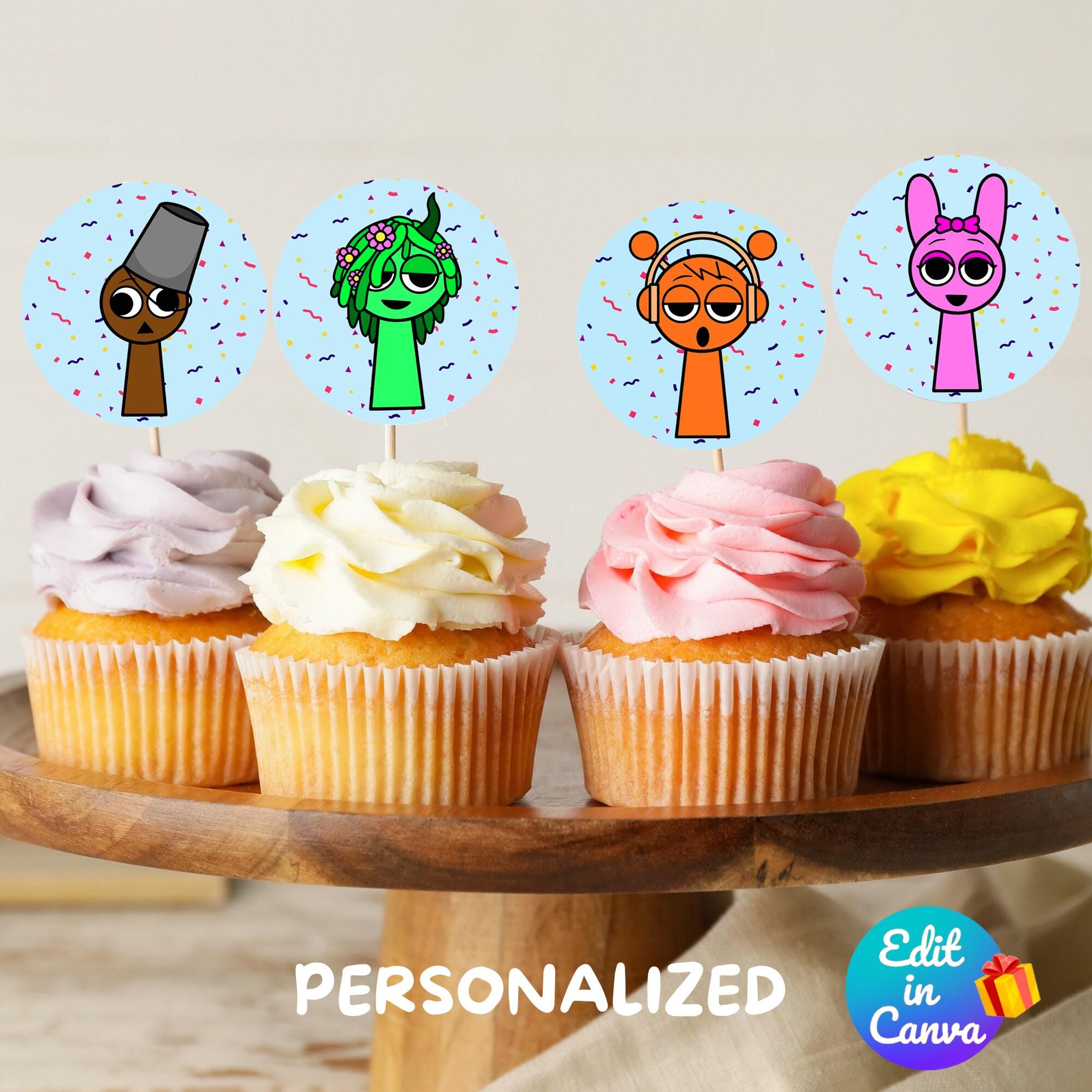 Printable Sprunki Cupcake Toppers Template, Incredibox Sprunki Birthday ...