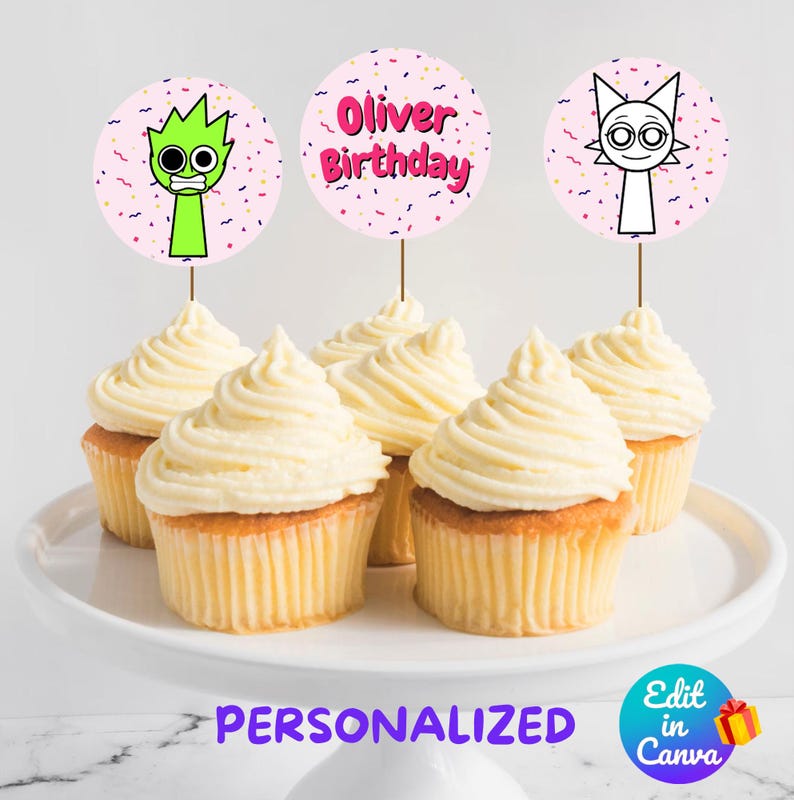 Printable Sprunki Cupcake Toppers Template, Incredibox Sprunki Birthday ...