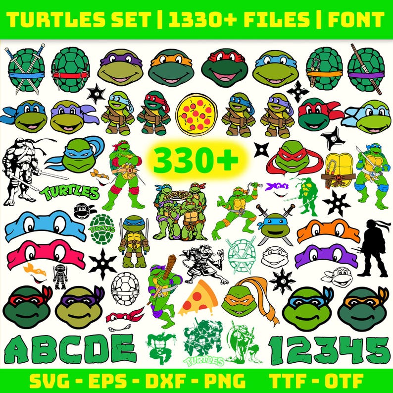 Ninja Turtle Clipart SVG PNG Bundle, Ninja Turtle Layered SVG, Turtles ...