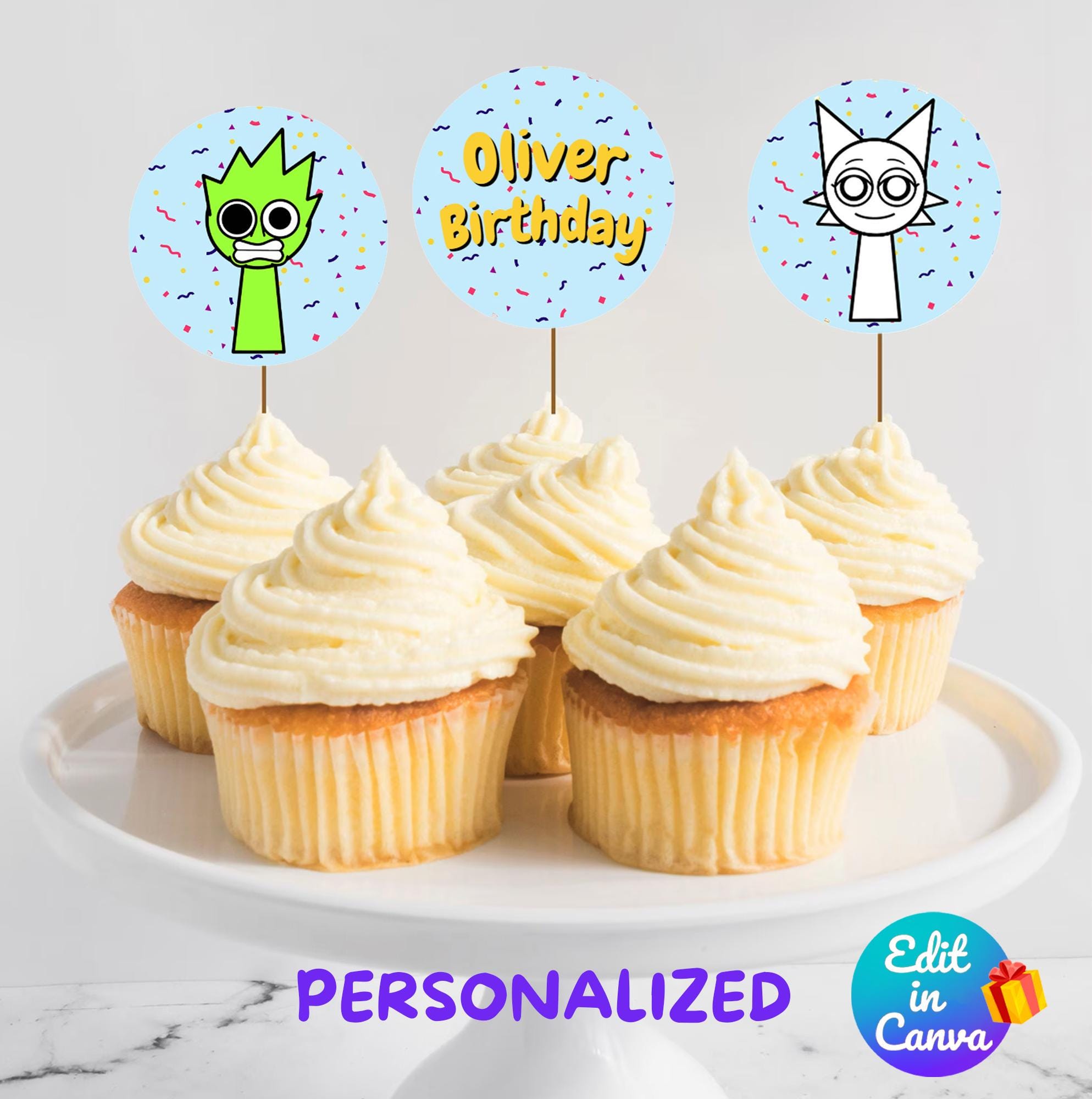 Printable Sprunki Cupcake Toppers Template, Incredibox Sprunki Birthday ...