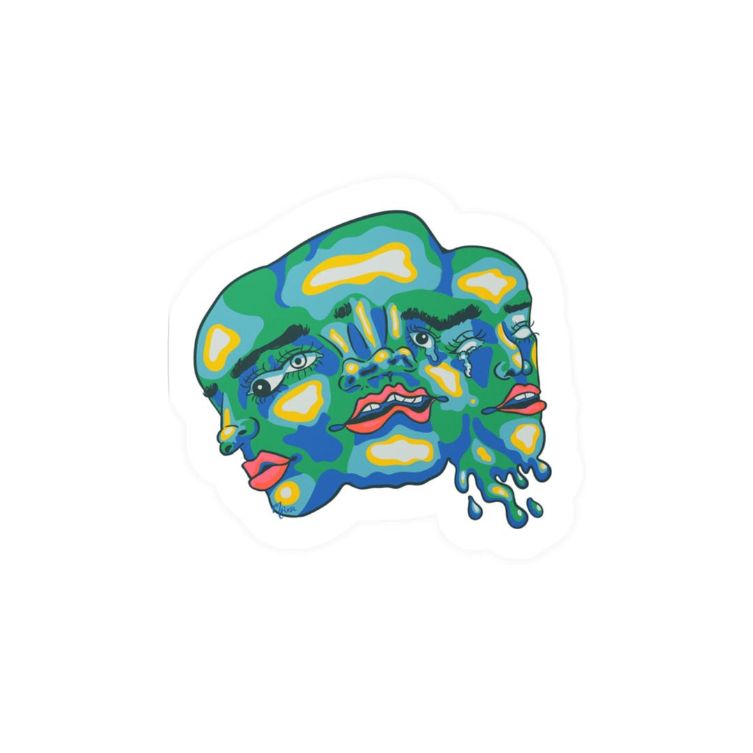 Psychedelic Melted Faces Decals - Trippy Vinyl Sticker, Original Art ...