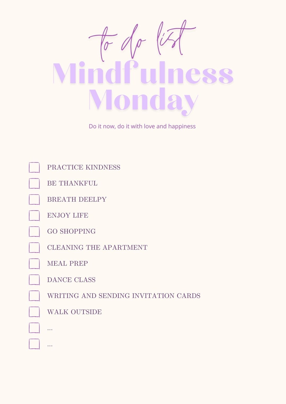 Mindfulness To-do List Template – Editable & Printable Digital Planner ...