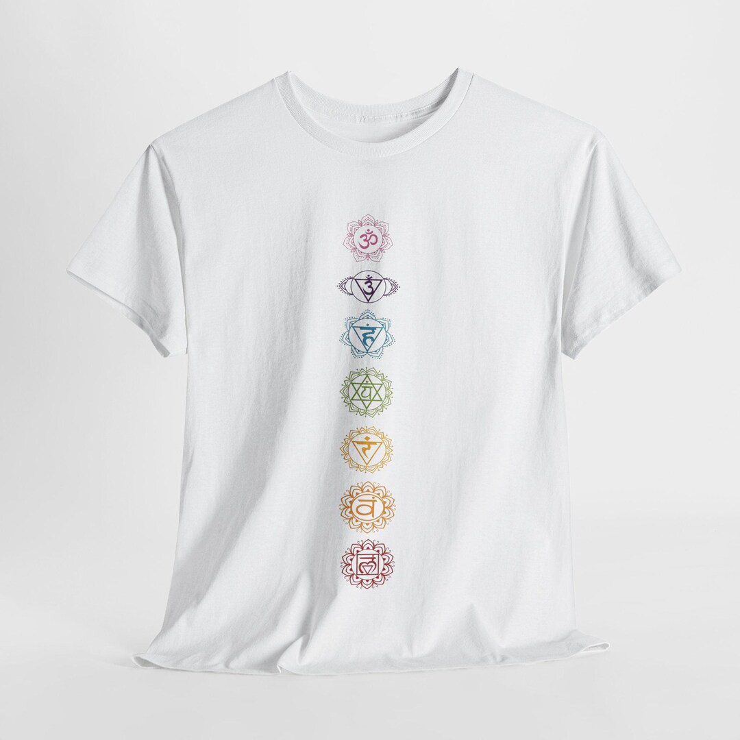 7 Chakra Symbols T-shirt, Colorful Yoga & Meditation Tee, Spiritual ...