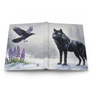 Black Wolf in Snow With Raven Hardcover Journal - Etsy