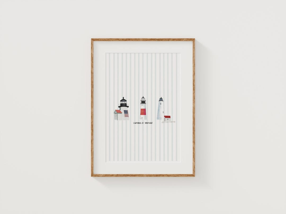 Three Nantucket Lighthouses Digital Wall Art Coastal Massachusetts ...