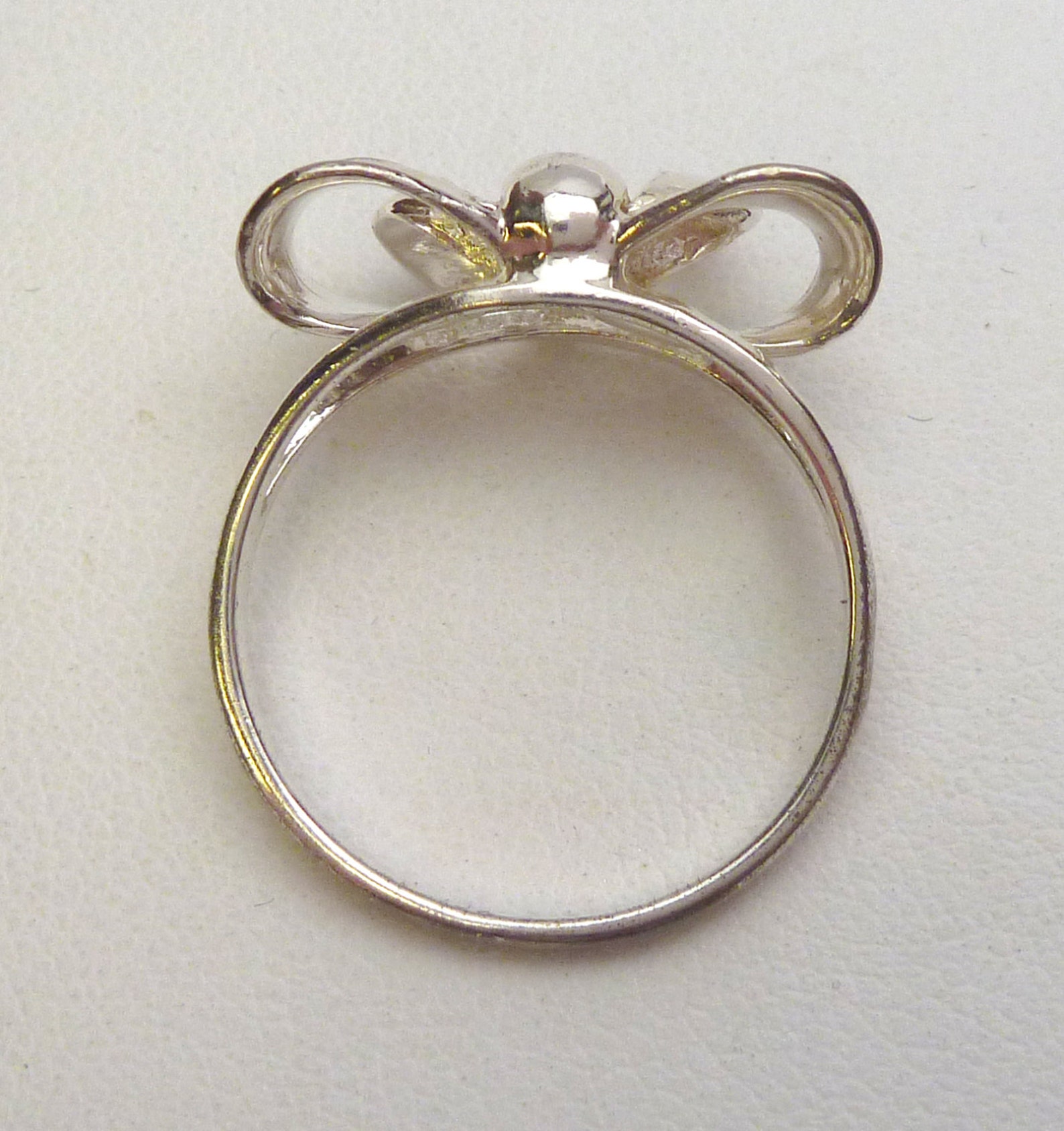 Sterling Silver Bow Ring Rhodium Plated 1990s - Etsy