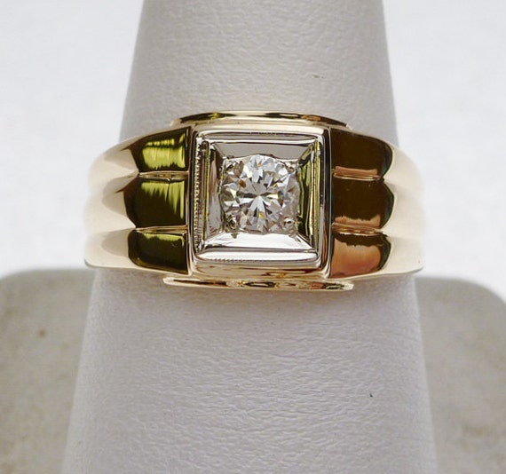 14 kt 25 pt Diamond Men's Mid Century Solitaire - Gem