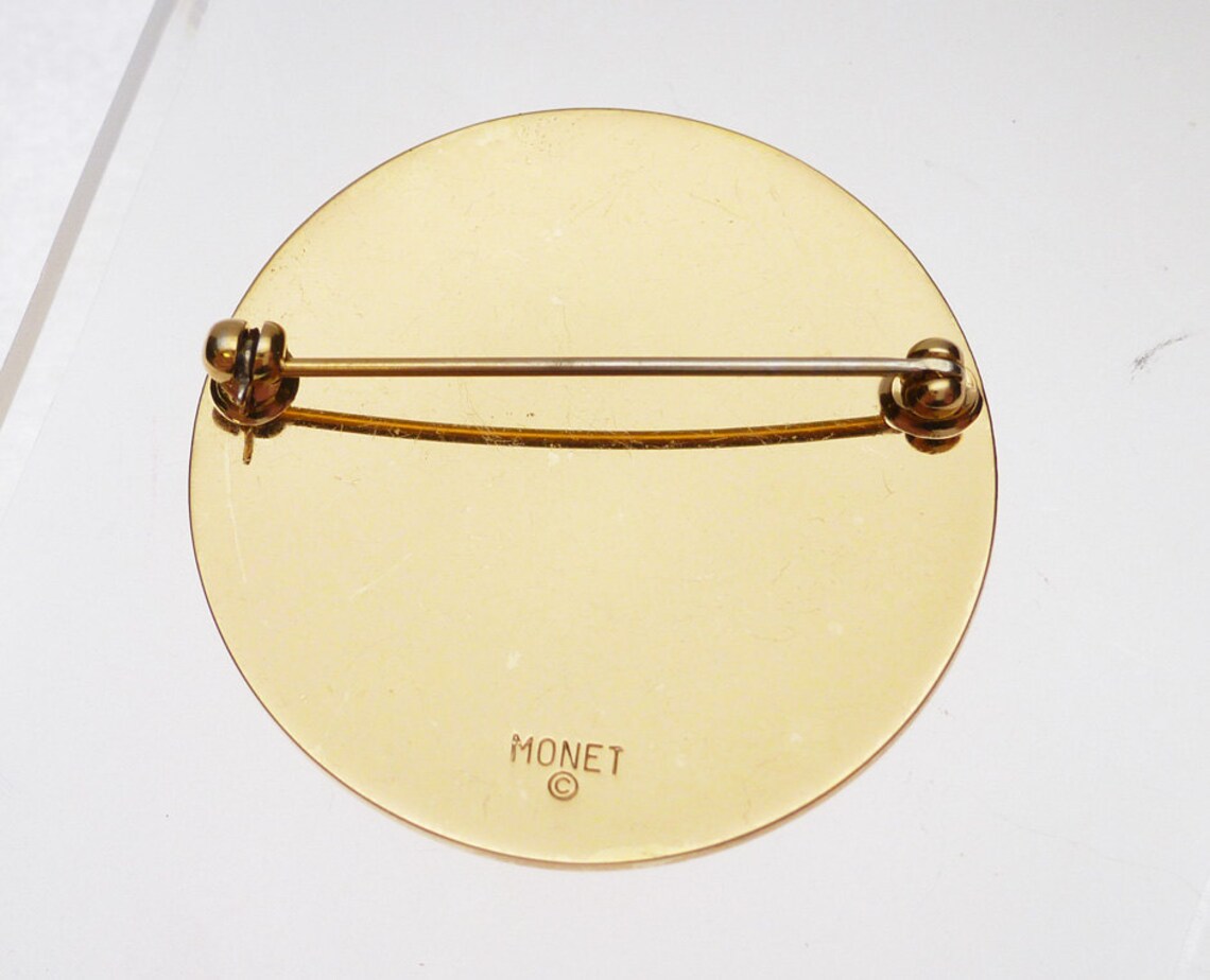 Monet Gold Plated Circular Pin - Etsy