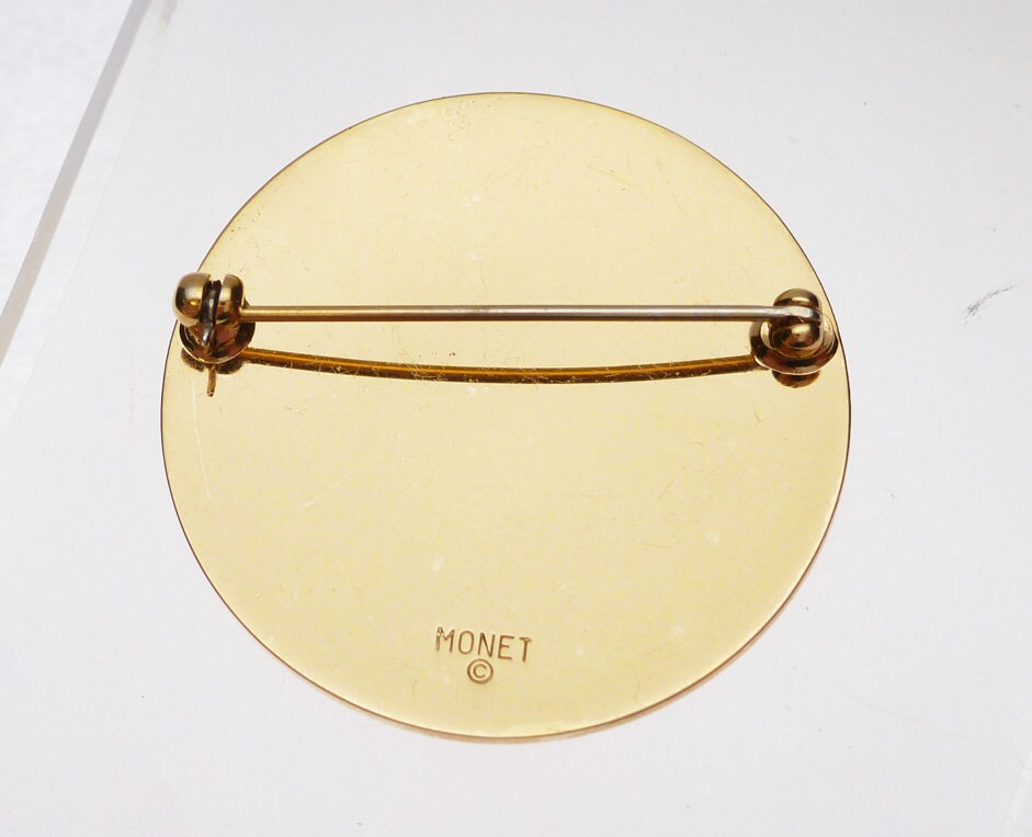Monet Gold Plated Circular Pin - Etsy