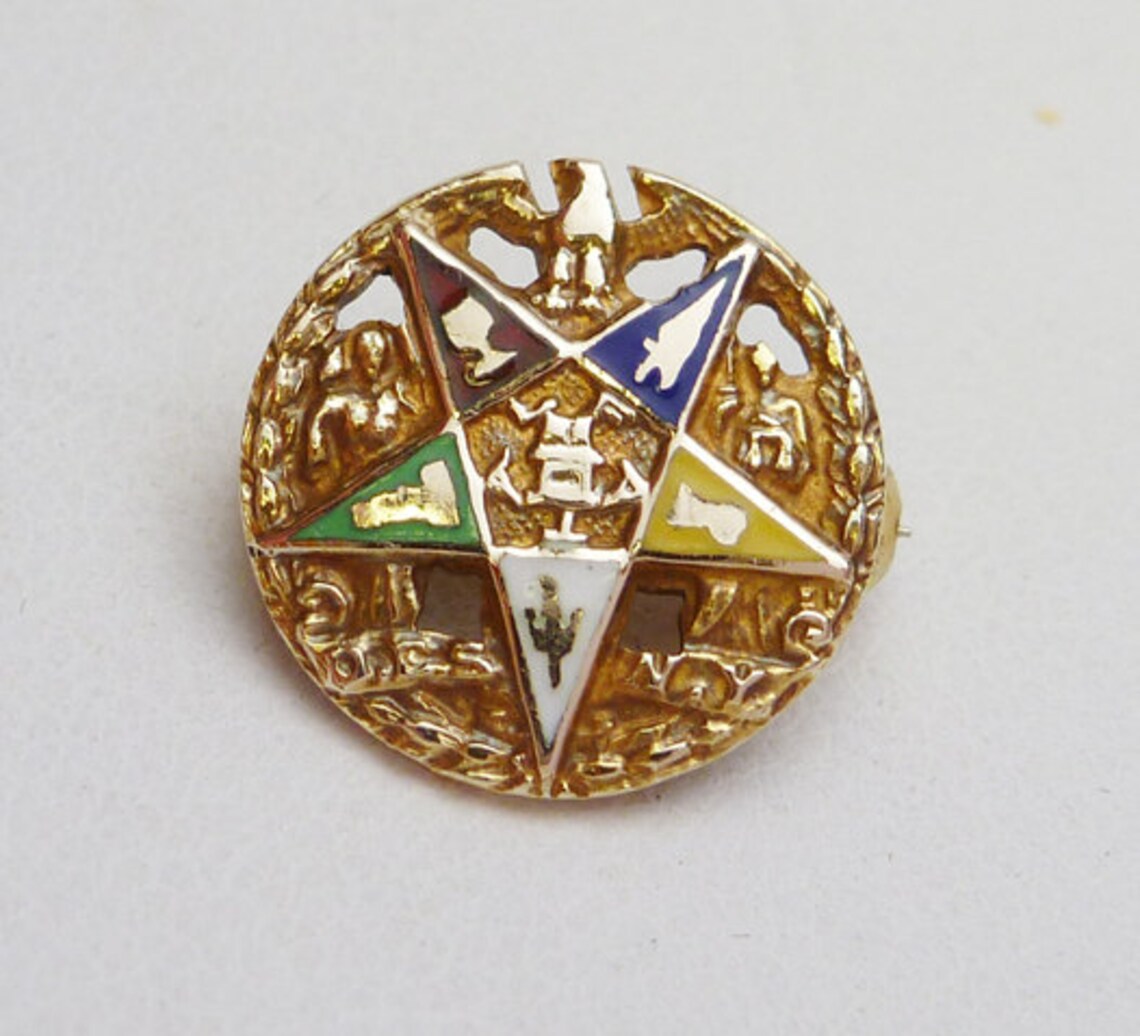 10k Eastern Star Enamel Pin 1920s | Etsy
