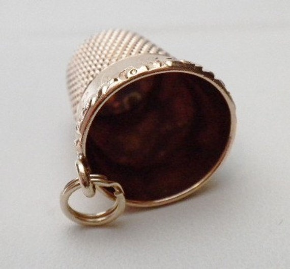 Engraved Thimble Charm 14 Karat Gold - Gem