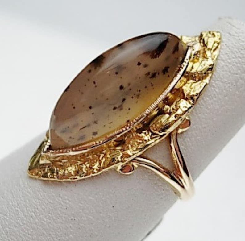 14kt and Pure Alaskan Gold Moss Agate Ring - Etsy