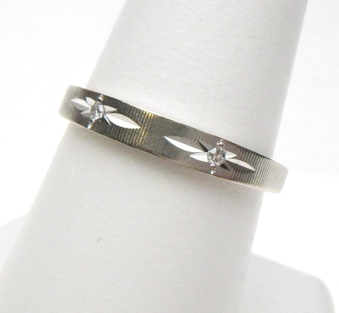 18 Kt Wasco Diamond Band White Gold 1970s Coin Edge - Etsy