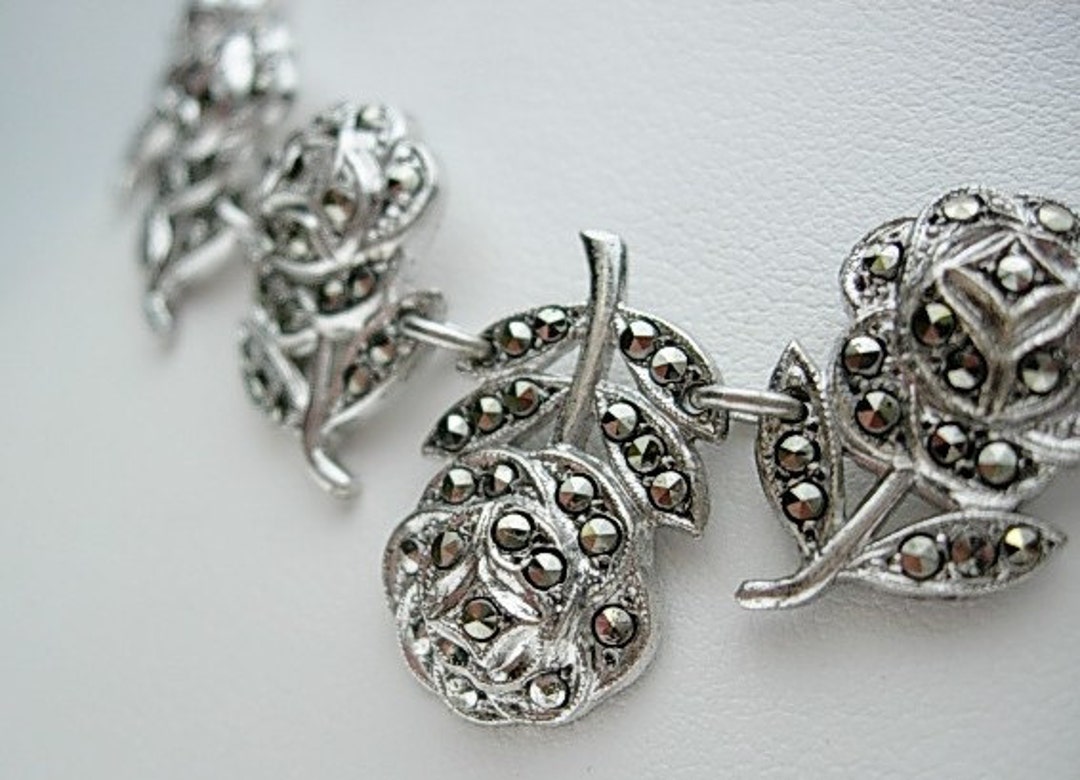 Marcasite Roses Necklace - Etsy