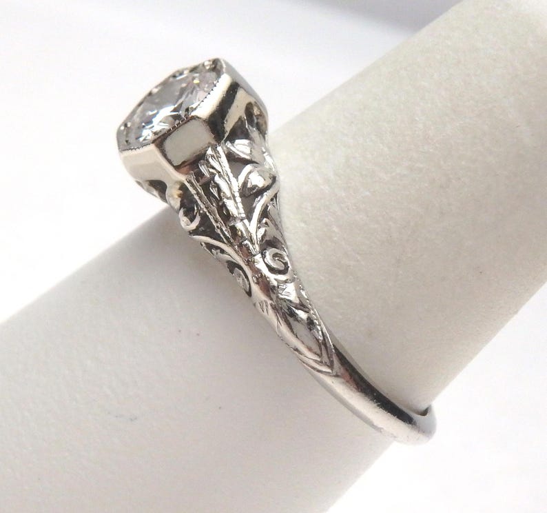 Plat Art Nouveau Reproduction Round Brilliant Cut Diamond Filigree ...