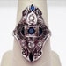 14k Diamond and Blue Stone Dinner Ring - Etsy