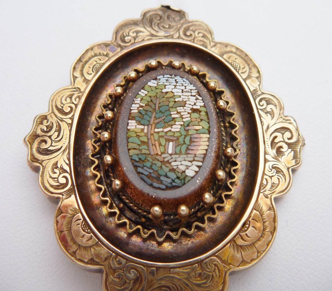 9kt Italian Micro Mosaic Pin - Etsy