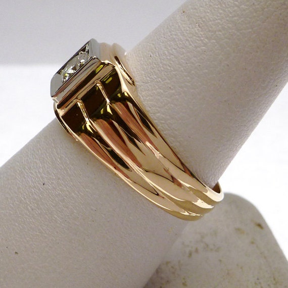 14 kt 25 pt Diamond Men's Mid Century Solitaire - Gem