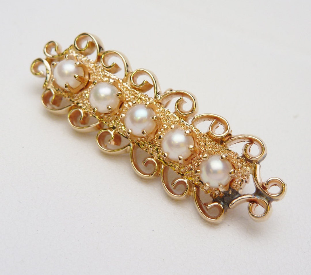 14kt Genuine Pearl Bar Pin and Pendant - Etsy