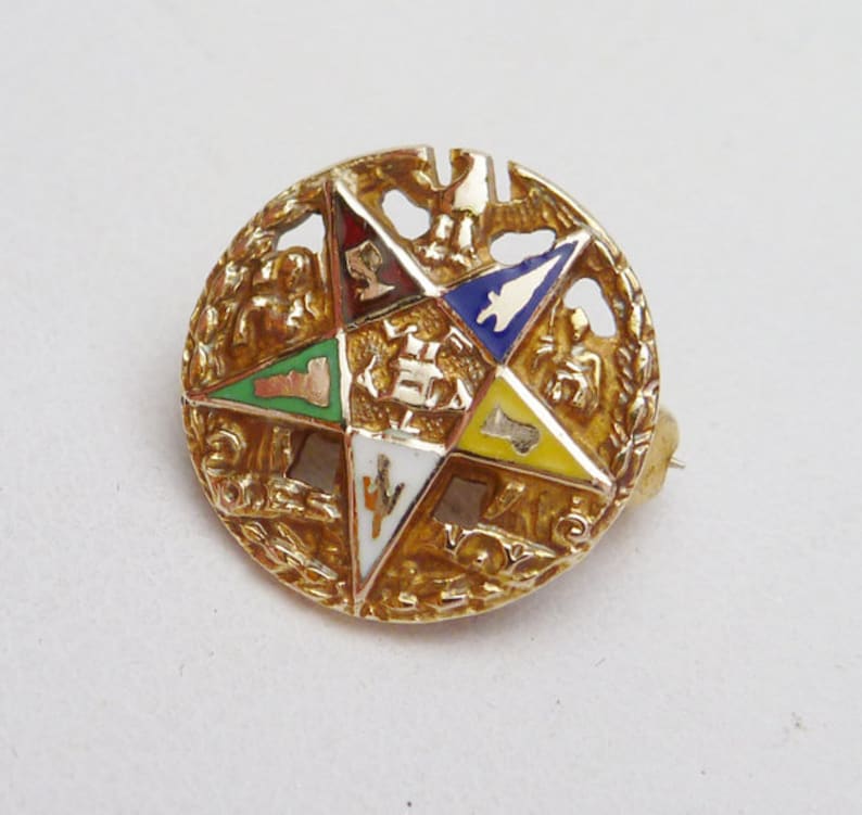 10k Eastern Star Enamel Pin 1920s | Etsy