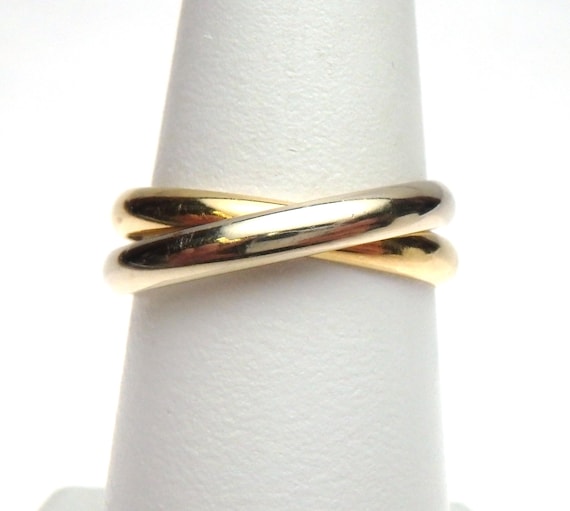 Cartier 18kt Double Band Two Tone 1996 Interlaced Ring - Gem