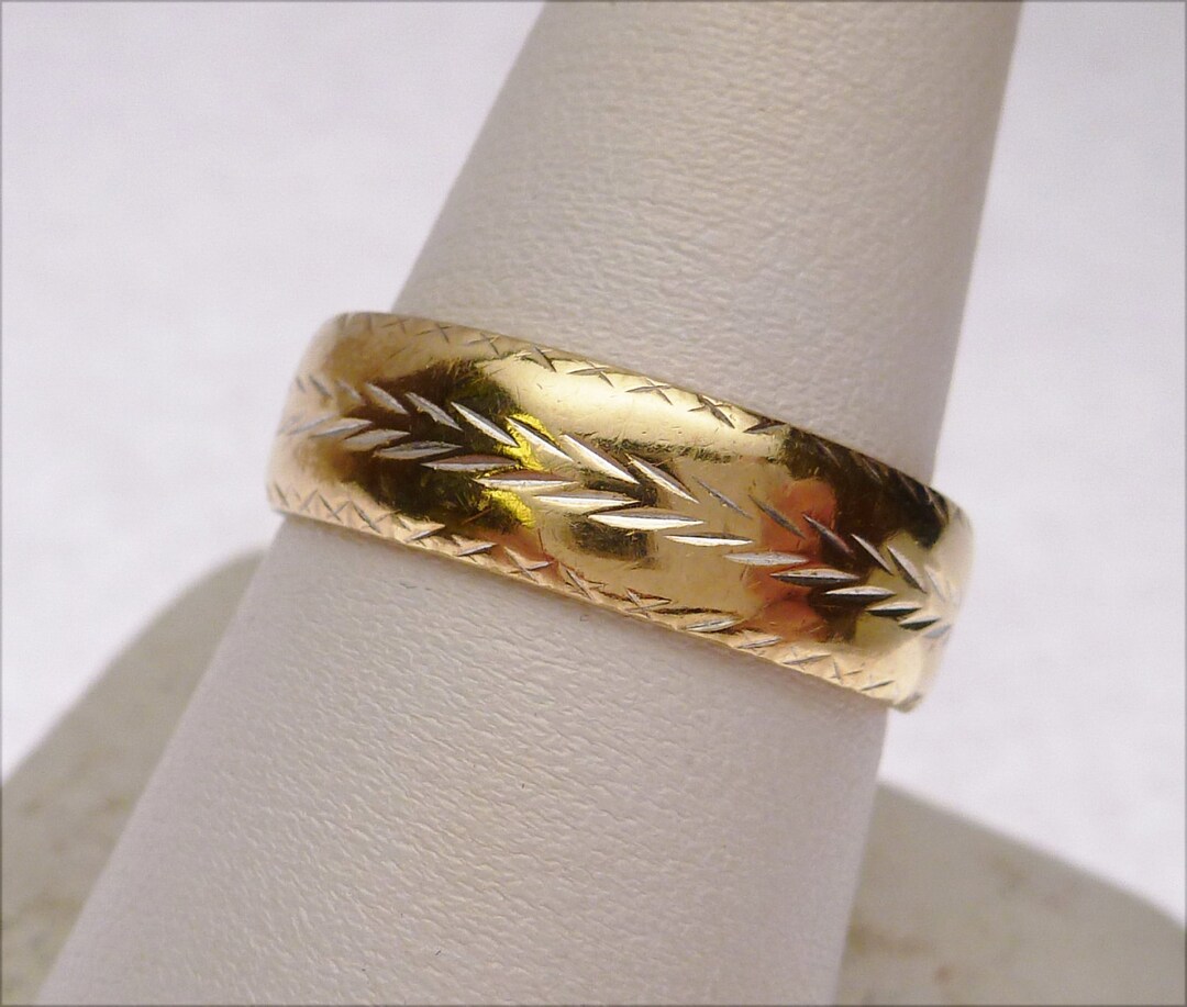 14k Etched Two Tone Band - Etsy
