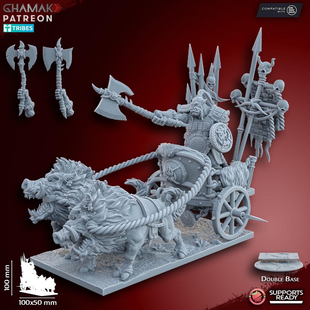 Orc Chieftain on Wild Boar Chariot by Ghamak Fantasy 28mm Scale ...