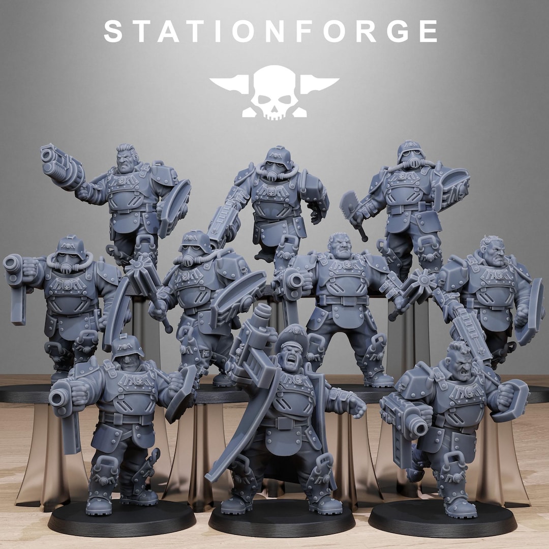 Grim Guard Armored Mutants by Station Forge 28mm Heroic Scale Miniature ...